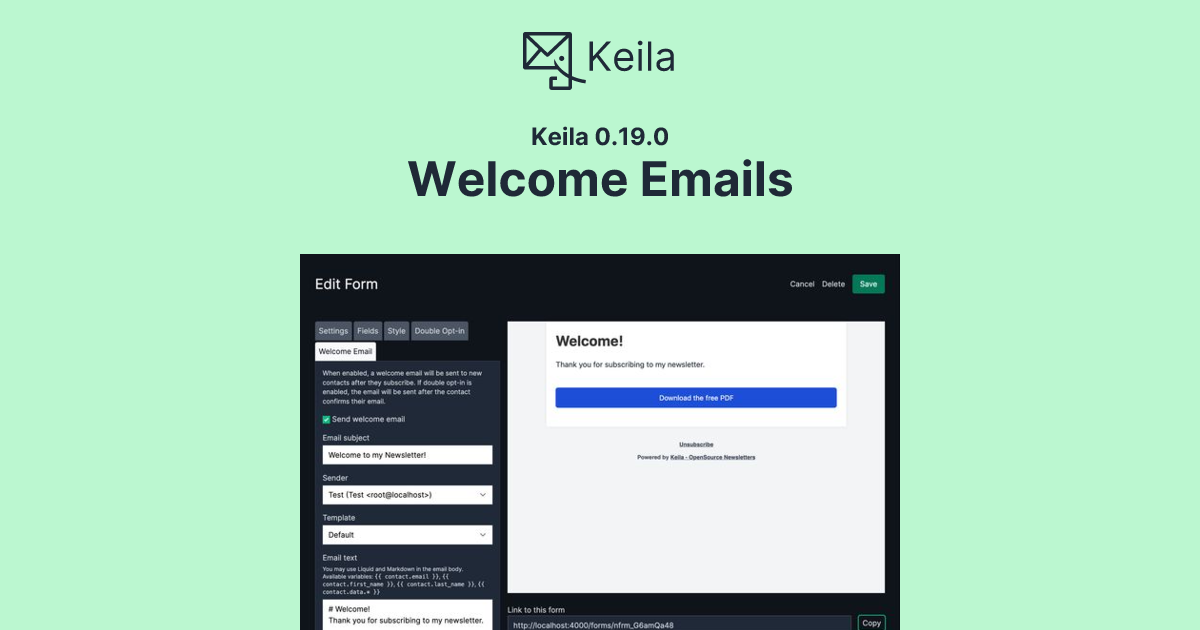 Welcome Emails - Keila
